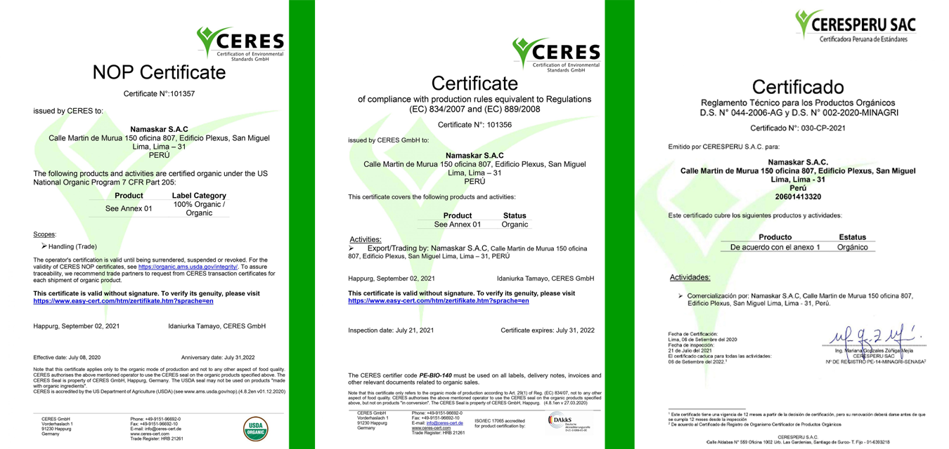 Organic And Quality Certification-USDA || www.agrilatin.com/